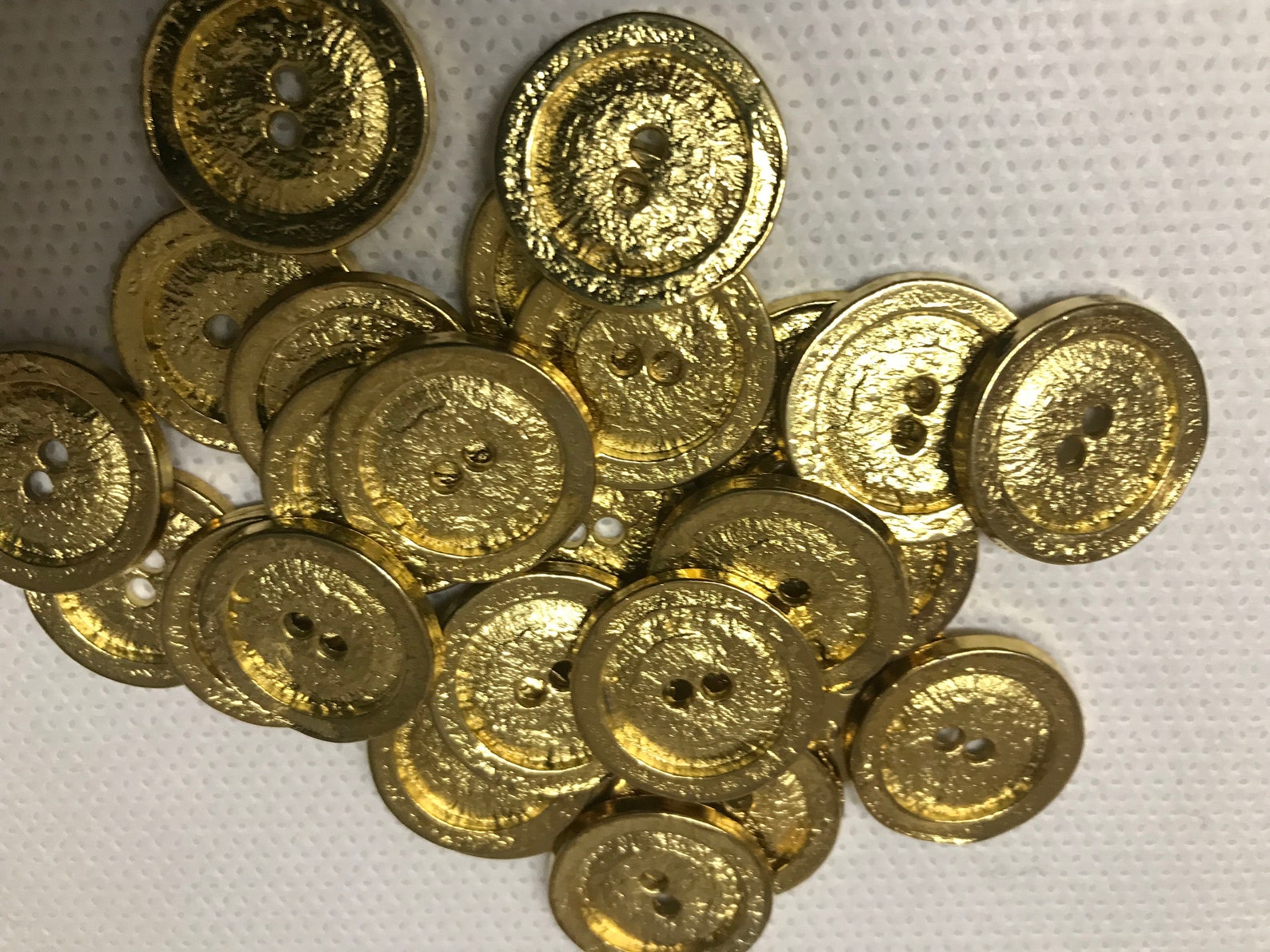 Gold Tone "hammered Look" Metal Button 2 Hole 2 Sizes Available. 3/4 ...