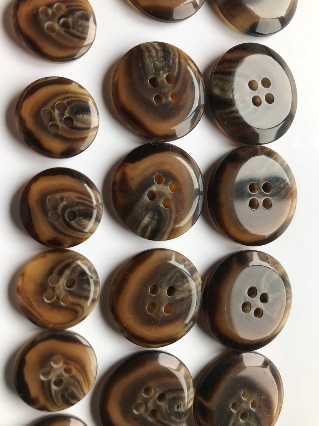 Light Brown Mottled Beveled Edge Round Back 4 Hole Coat and Suit ...