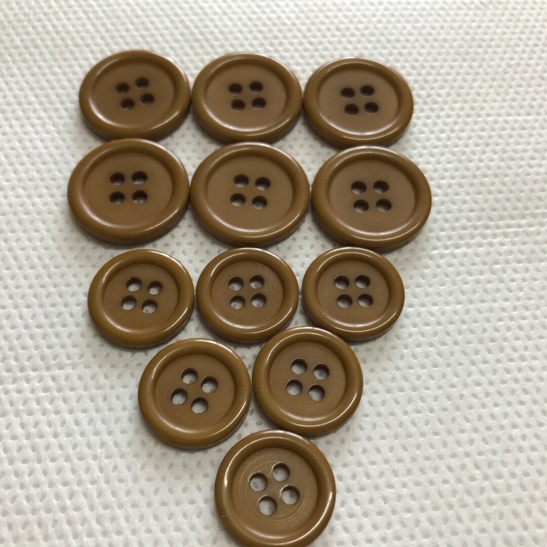 Mustard Brown Buttons With a Rim 4 Hole, Flat Back 2 Sizes Available ...