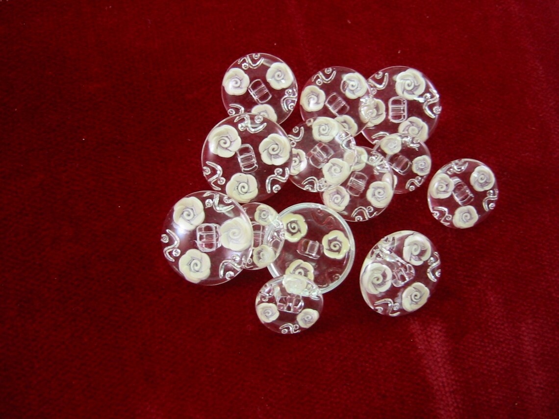 Crystal Button Rose Bud Clear Shank Buttons 3 Sizes Lot of 6 - Etsy