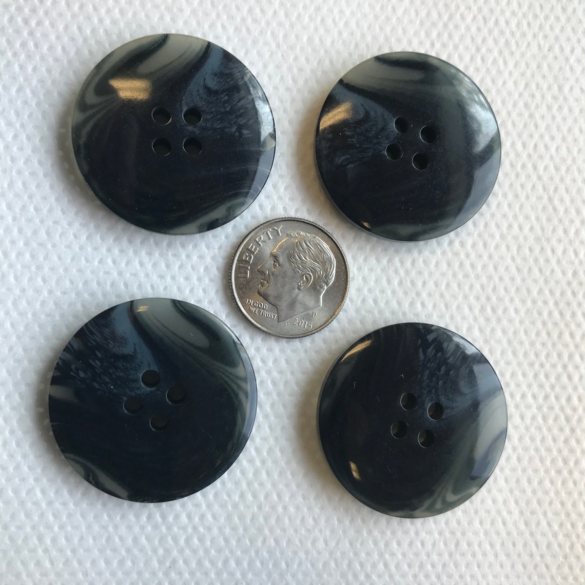 Navy Blue Mottled Coat and Suit Buttons SIZE 1 1/8" Lot of 6 Buttons ...