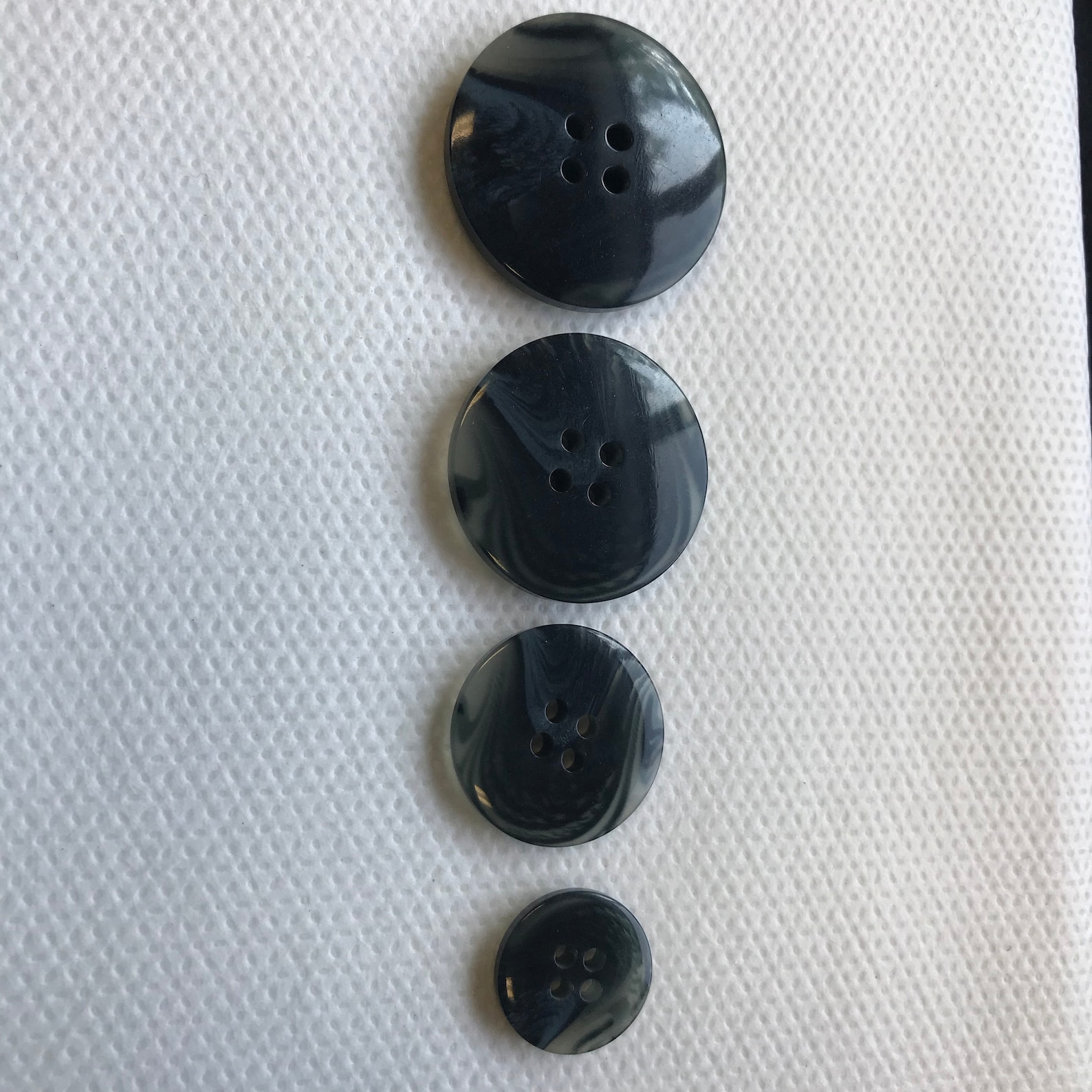 Navy Blue Mottled Coat and Suit Buttons SIZE 1 1/8" Lot of 6 Buttons ...