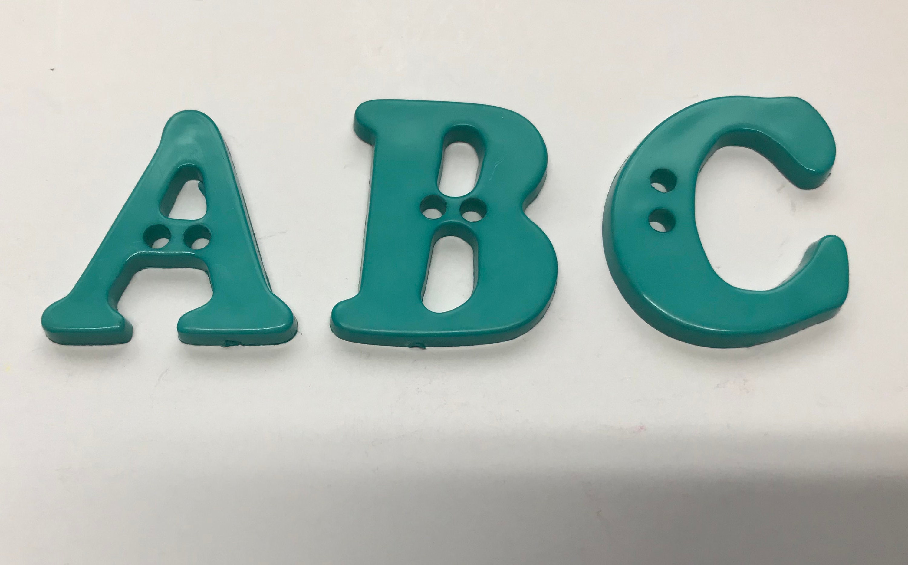 ABC Green Buttons . Set of the Letters ABC Buttons . 1 1/8" Tall ...