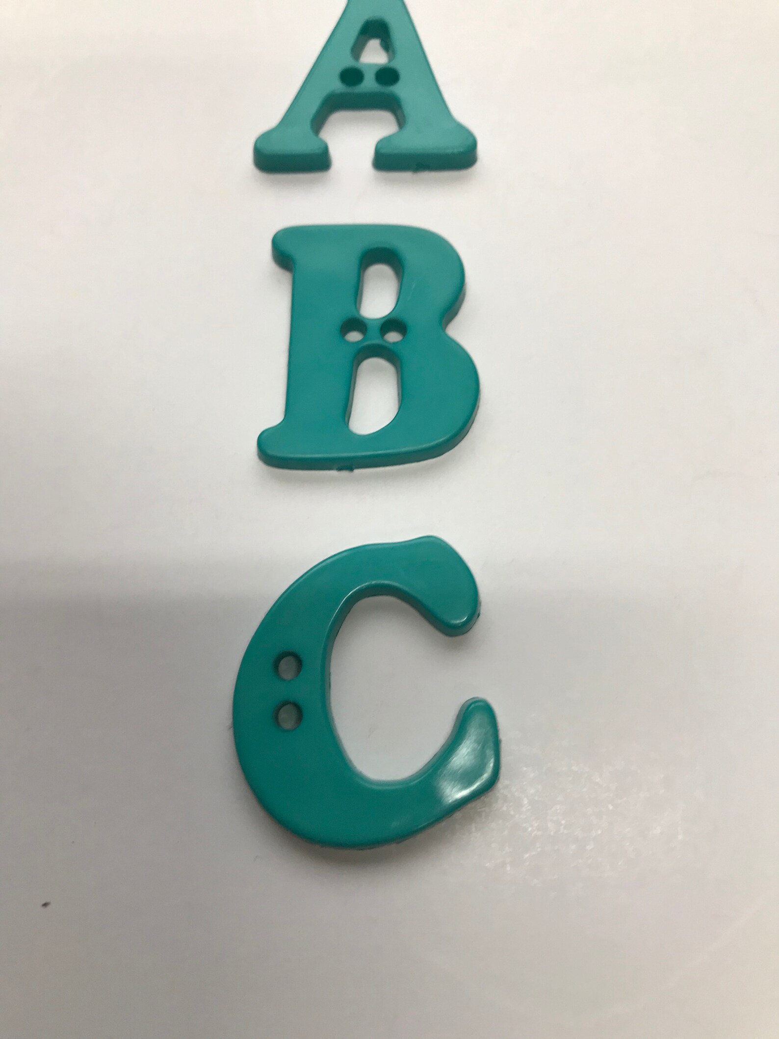 ABC Green Buttons . Set of the Letters ABC Buttons . 1 1/8" Tall ...