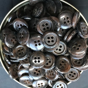 Dark Brown Buttons 4 Hole 5/8" (15mm) in Diameter Round Back ( Lot of ...