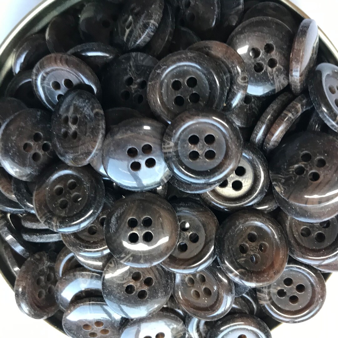 Dark Brown Buttons 4 Hole 5/8" (15mm) in Diameter Round Back ( Lot of ...