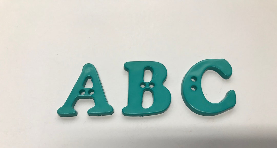 ABC Green Buttons . Set of the Letters ABC Buttons . 1 1/8" Tall ...
