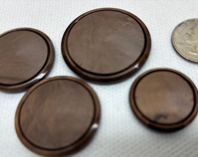 Extra Large Brown Tunnel Shank Buttons Large Buttons Shiny With Satin ...