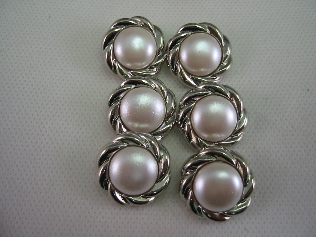 Pearl Buttons, With Silver Classic Rope Edge Design. 2 Sizes Available ...