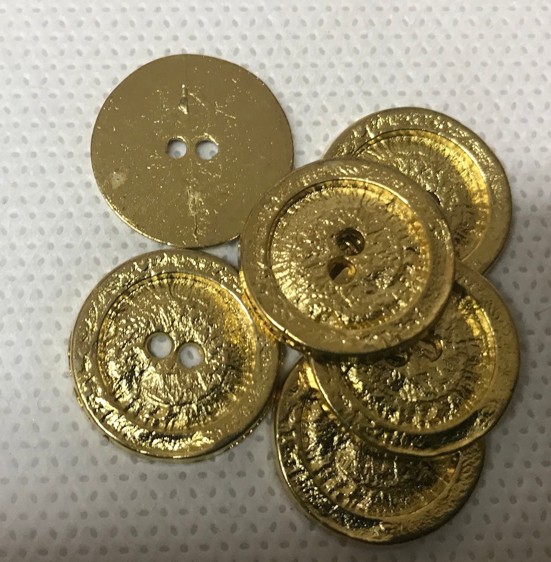 Gold Tone "hammered Look" Metal Button 2 Hole 2 Sizes Available. 3/4 ...