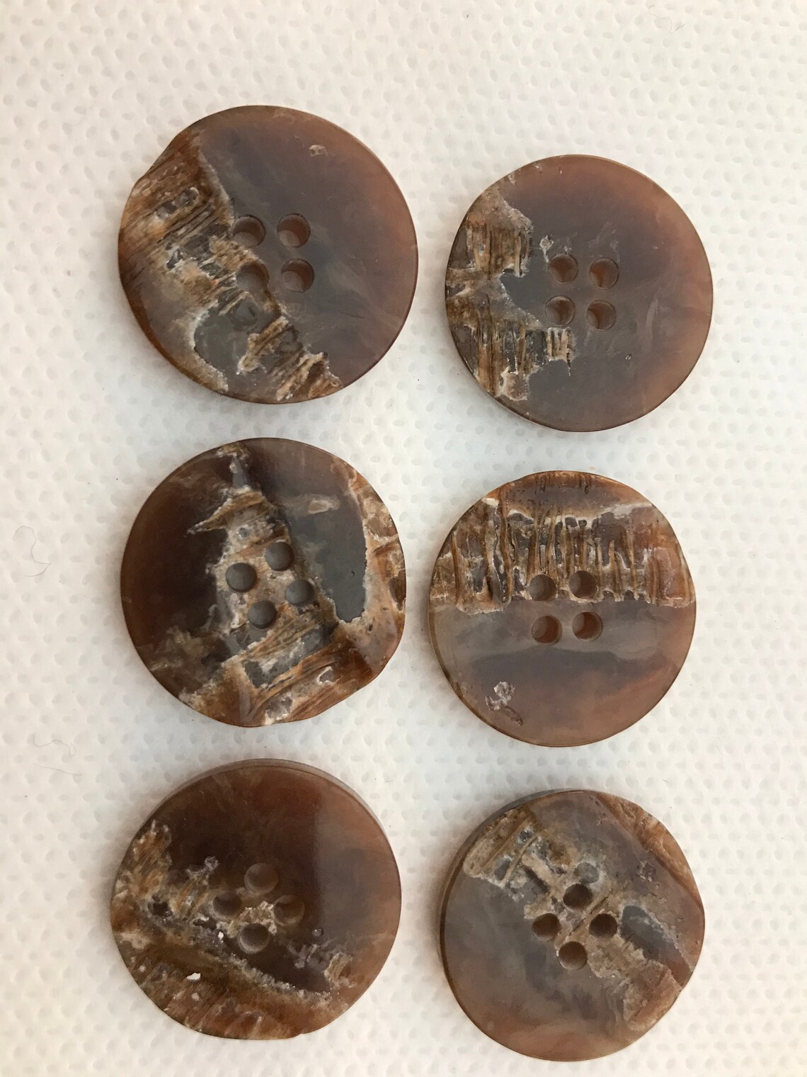 Brown Buttons Large Size 15/16" 4 Hole, Lot of 6 Stone Look - Etsy