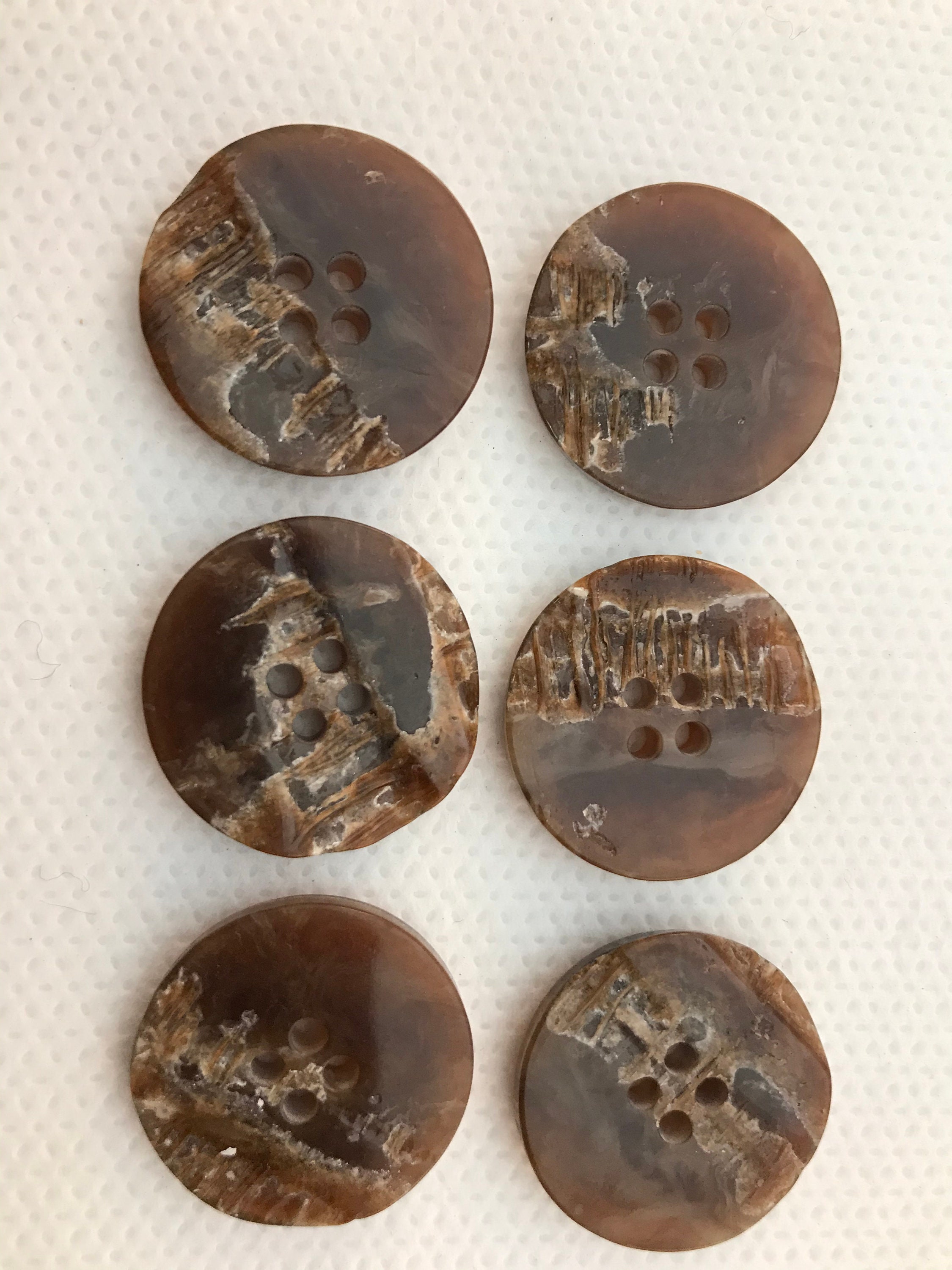 Brown Buttons Large Size 15/16" 4 Hole, Lot of 6 Stone Look - Etsy