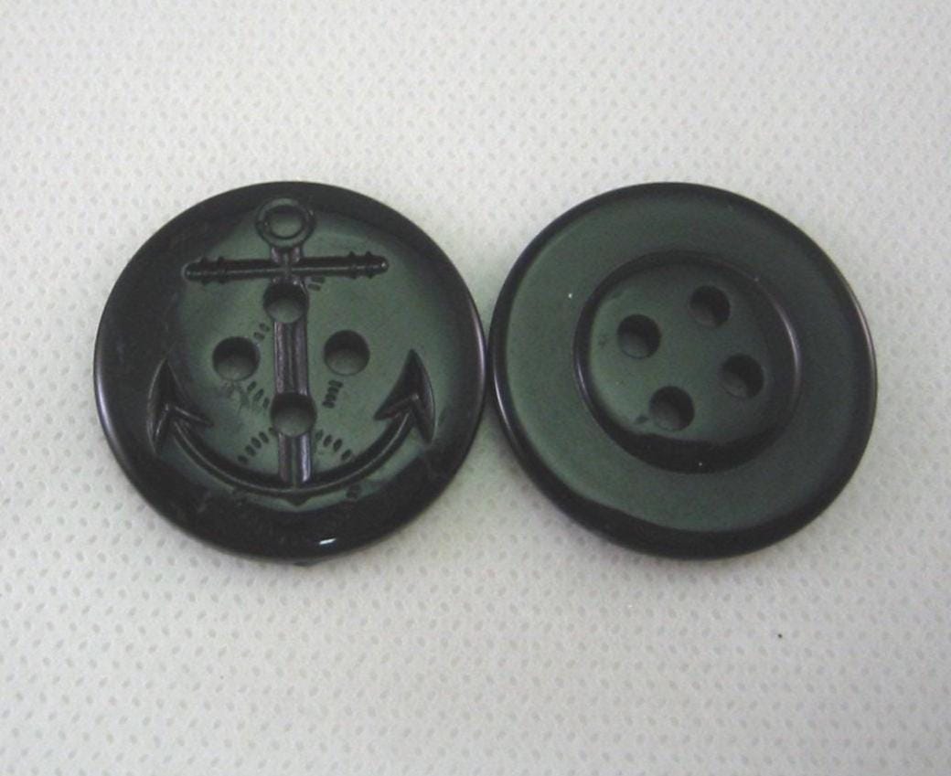 Anchor Button, Peacoat Button, Black Button, 1-1/16" (28mm) in Diameter ...