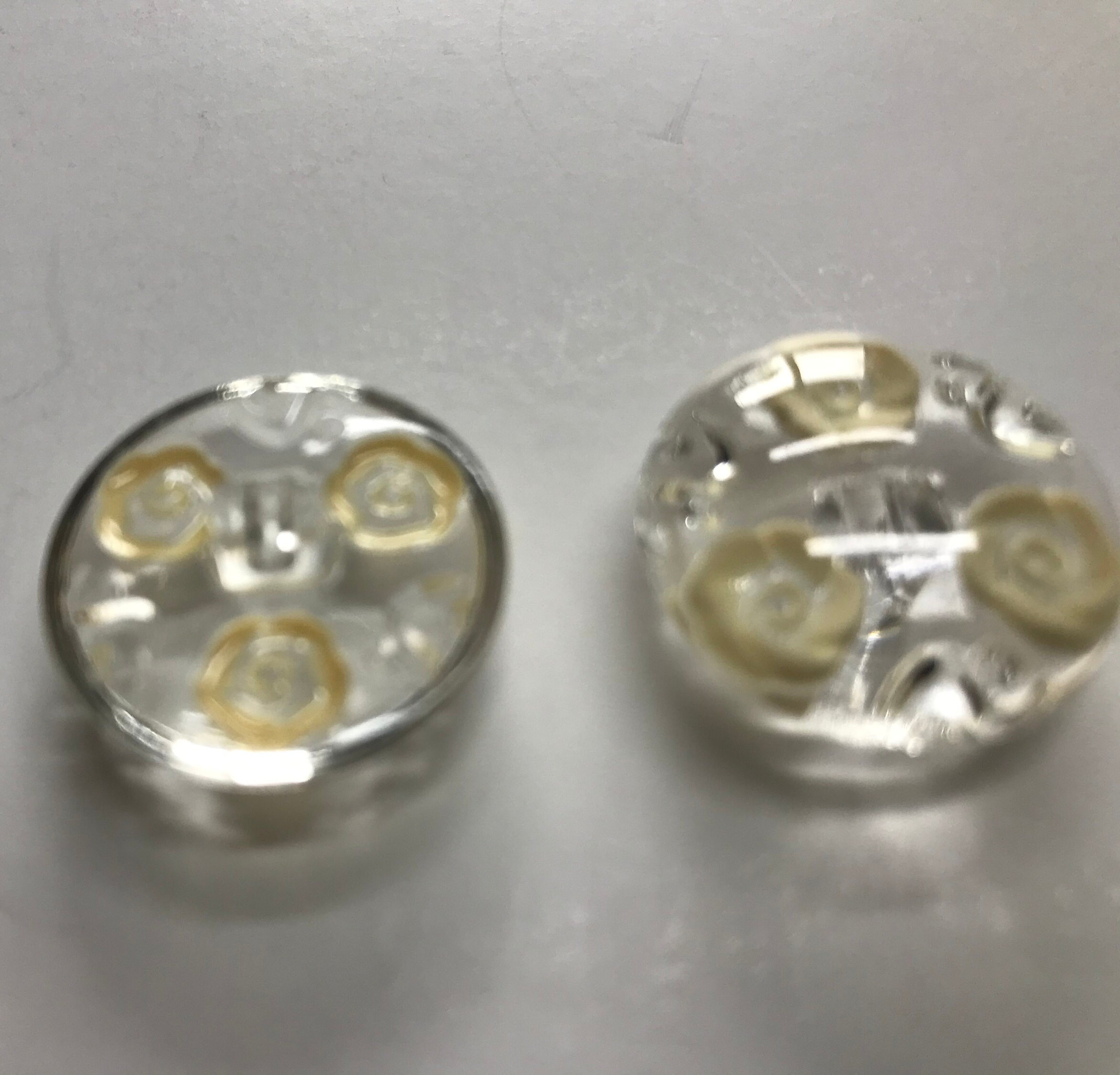 Clear Buttons 3 Sizes 7/8" 3/4" 5/8" Beautiful Rose Design Reflective ...