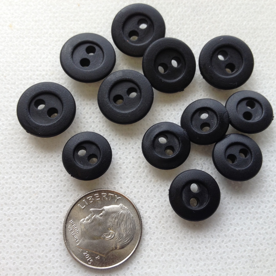Rubber Buttons - Black - 2 Sizes 9/16" and 7/16" - Lot Size is 6 ...