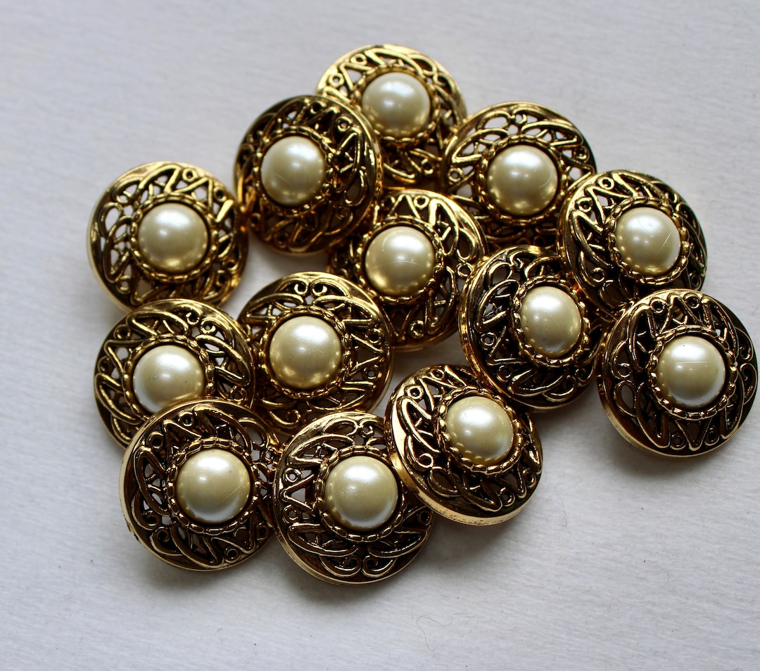 Gold Tone Filagree Effect Fancy Shank Buttons - 13/16" (20mm) - Lot of ...