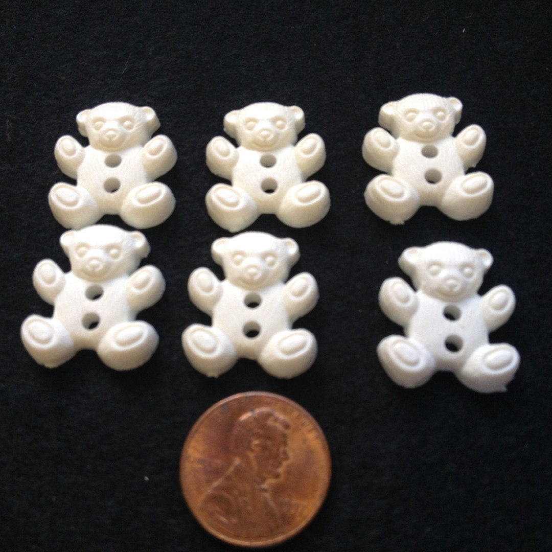 Teddy Bear Button. Medium Teddy Bear Button. Lot of 6 Buttons Size 13/ ...