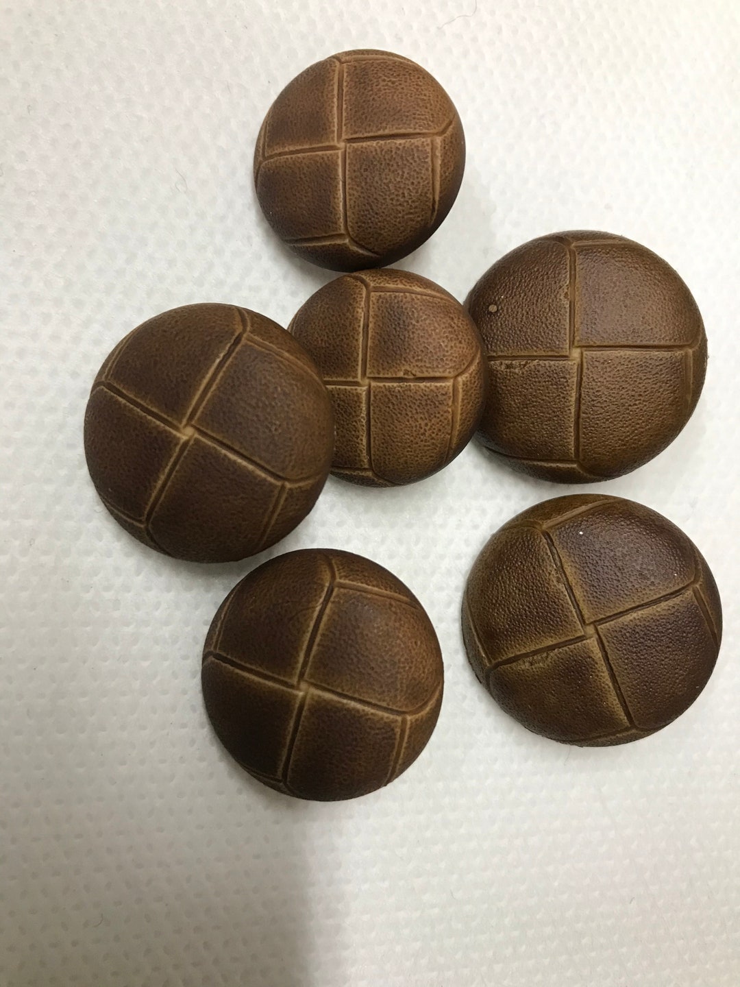 Leather Buttons, Imitation Look, Brown (dark Brown) Shank Buttons, Lot ...