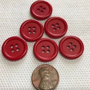 Red Buttons With a Rim 4 Hole, Flat Back 2 Sizes Available. 3/4"(19mm ...