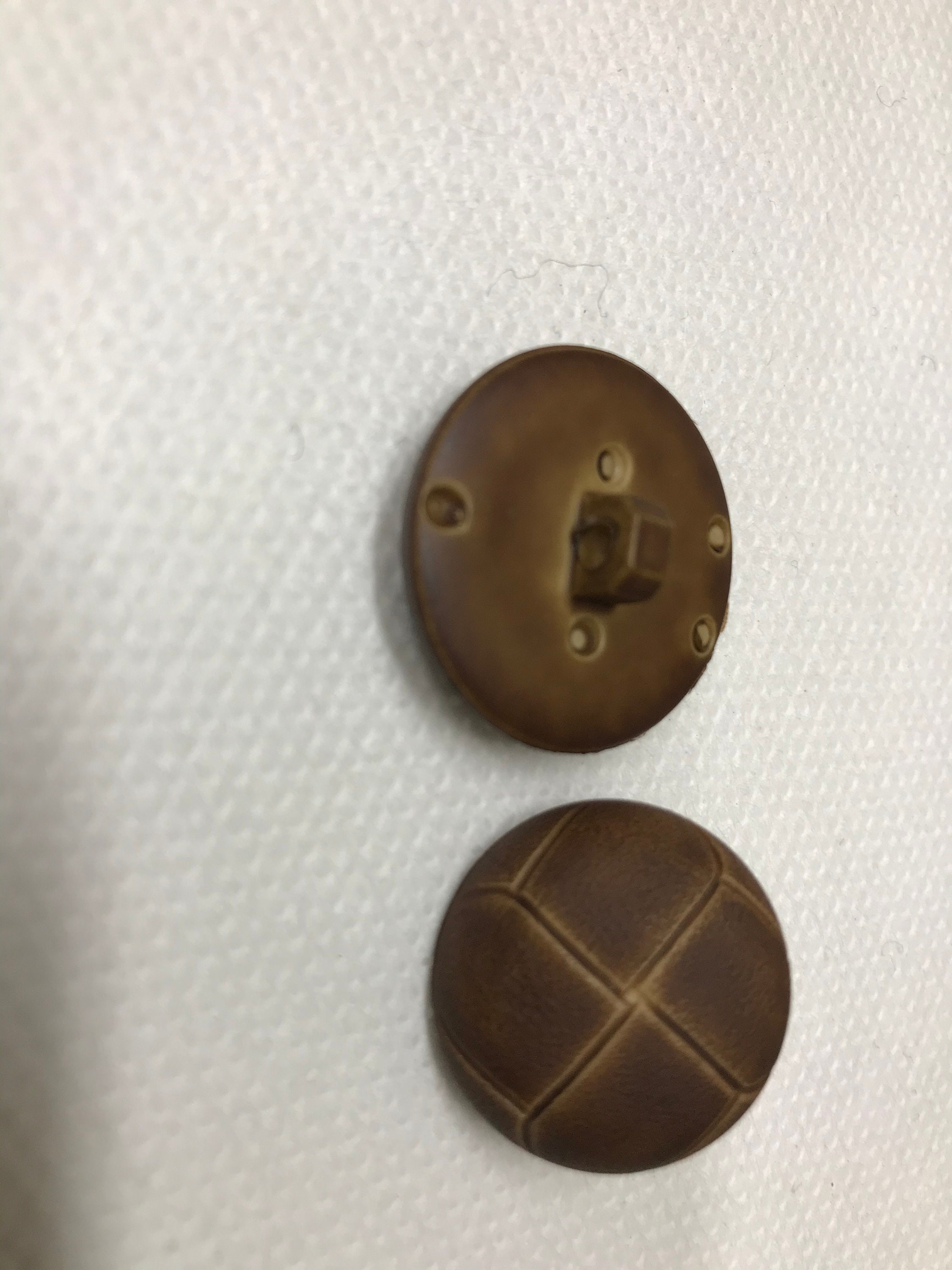 Leather Buttons Imitation Look Brown dark Brown Shank | Etsy