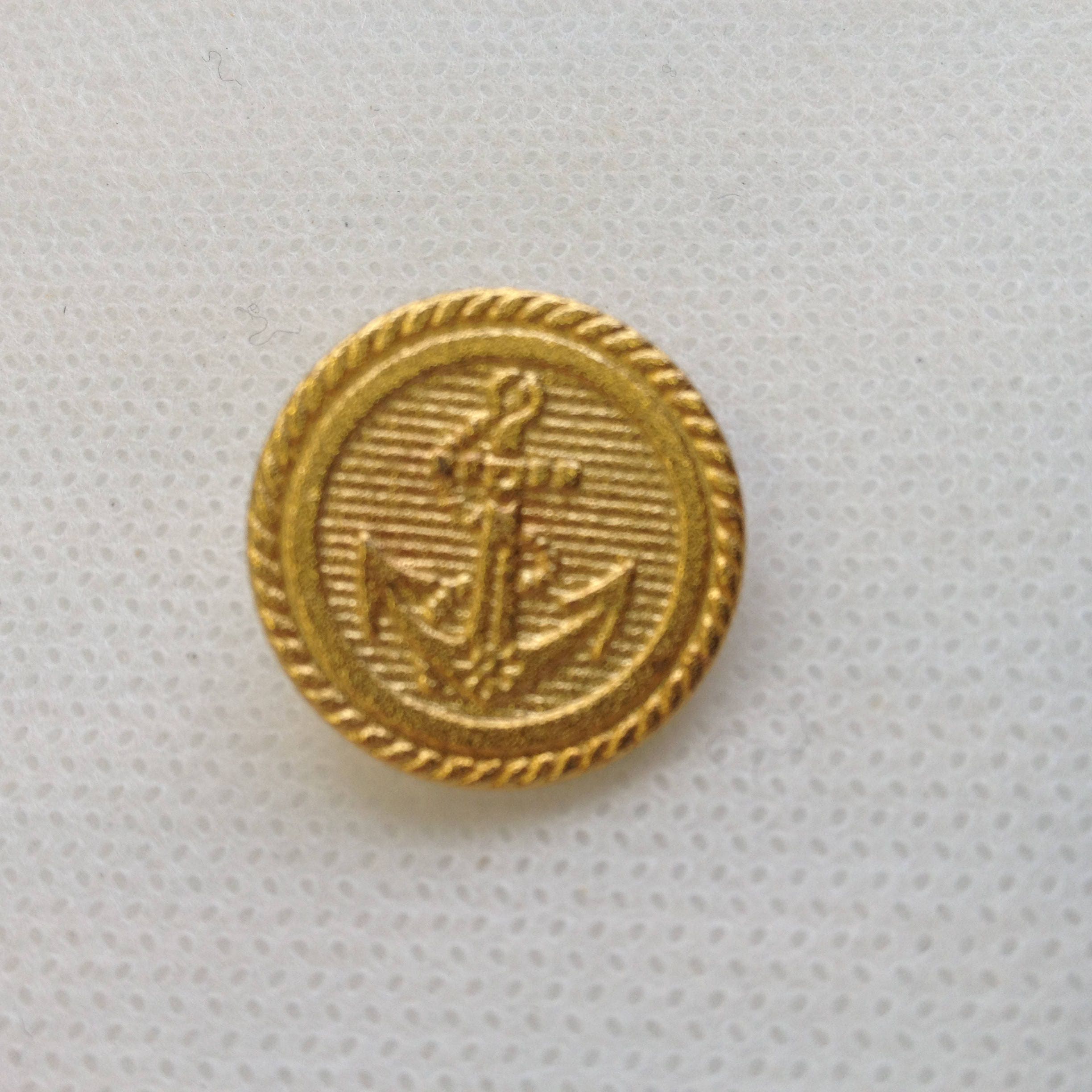 Anchor Button. Gold Anchor Button. Size 13/16", Lot of 4 Buttons. Satin ...