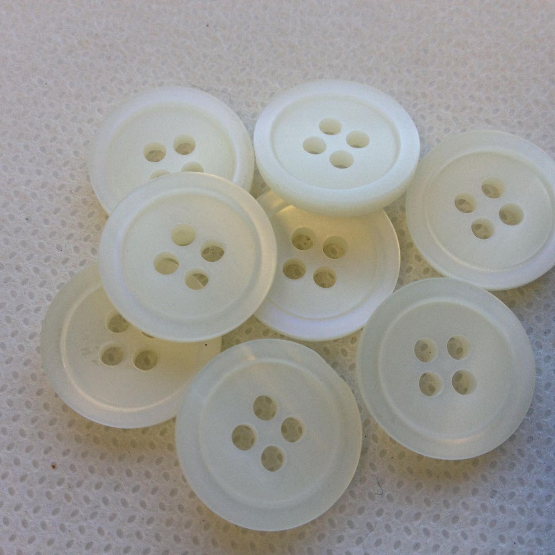 White Satin Pearl Effect 4 Hole Buttons. 3 Sizes Available. Lot of 6 ...