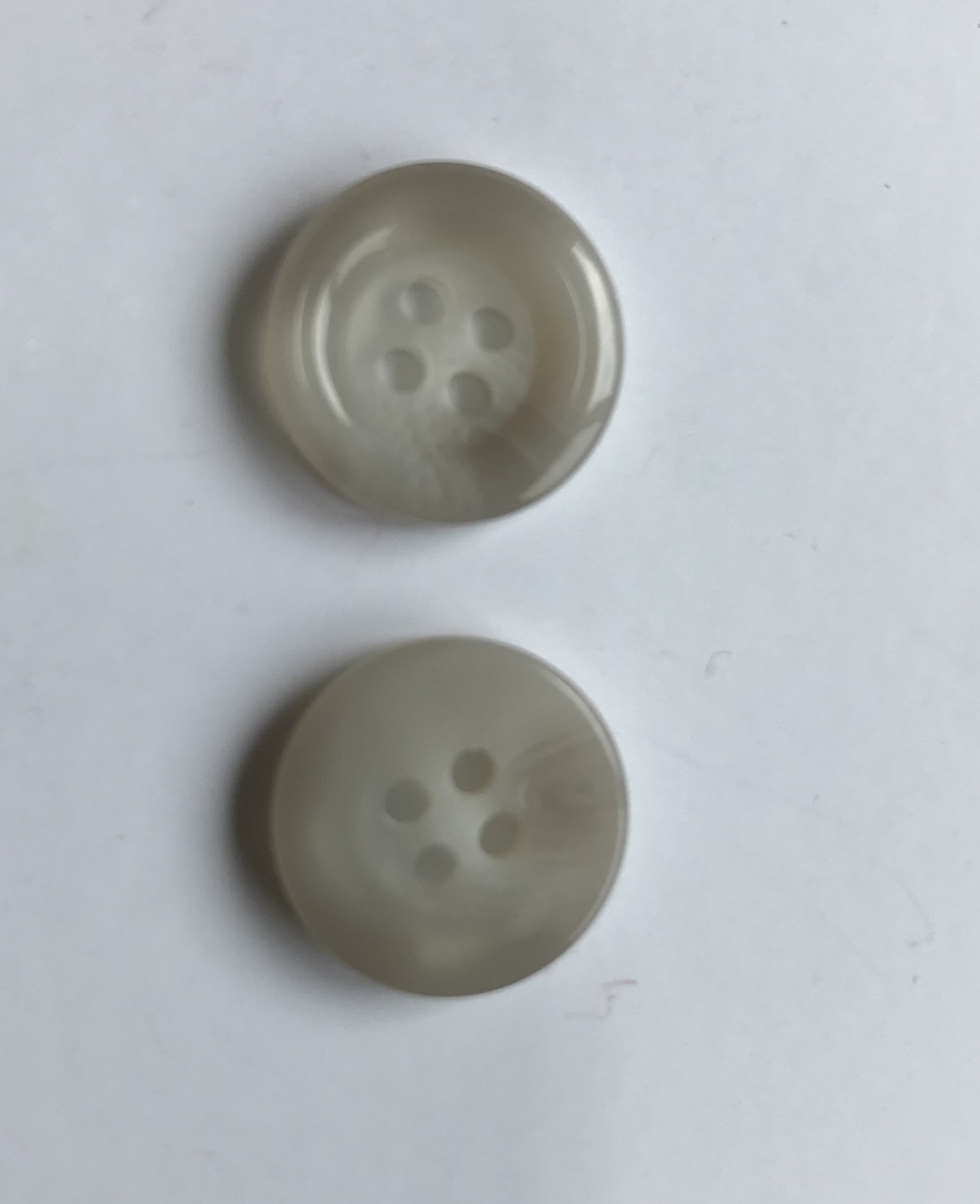 Light Gray Button , Wide Rim 4 Hole Flat Back. Size is 5/8" (15mm ...