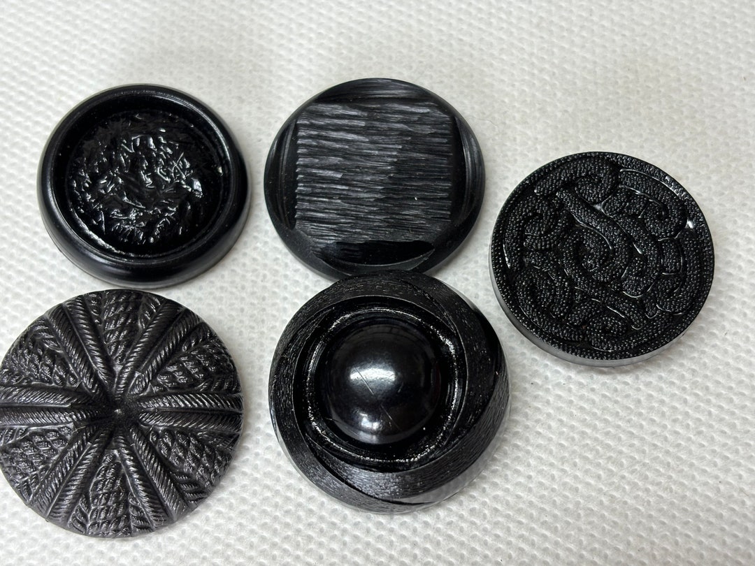 Large Black Shank Buttons 1 1/4" to 1 5/16 . 5 Shank Buttons Each a ...