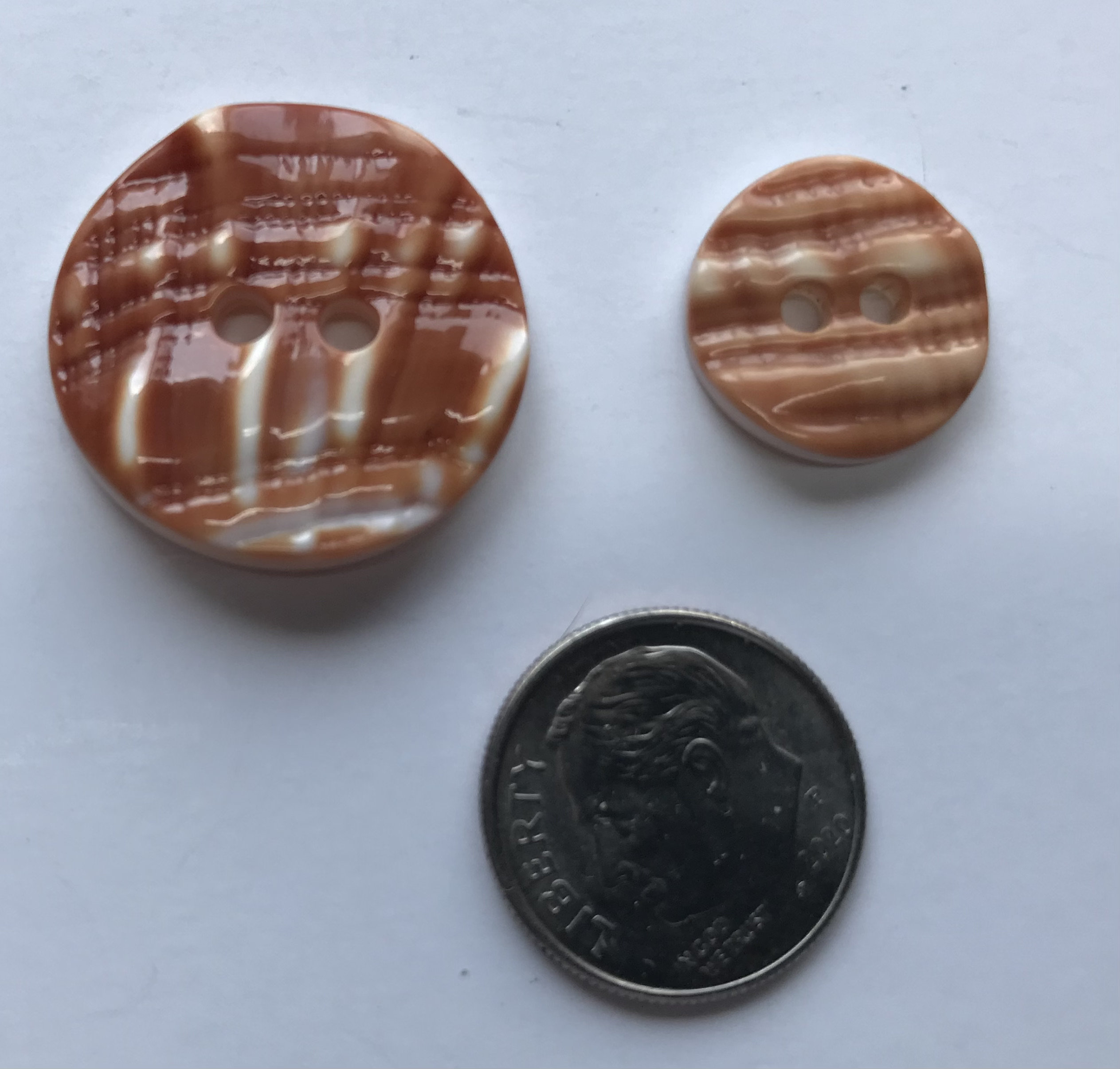 Conch shell buttons Orange varigated surface 2 hole Buttons | Etsy