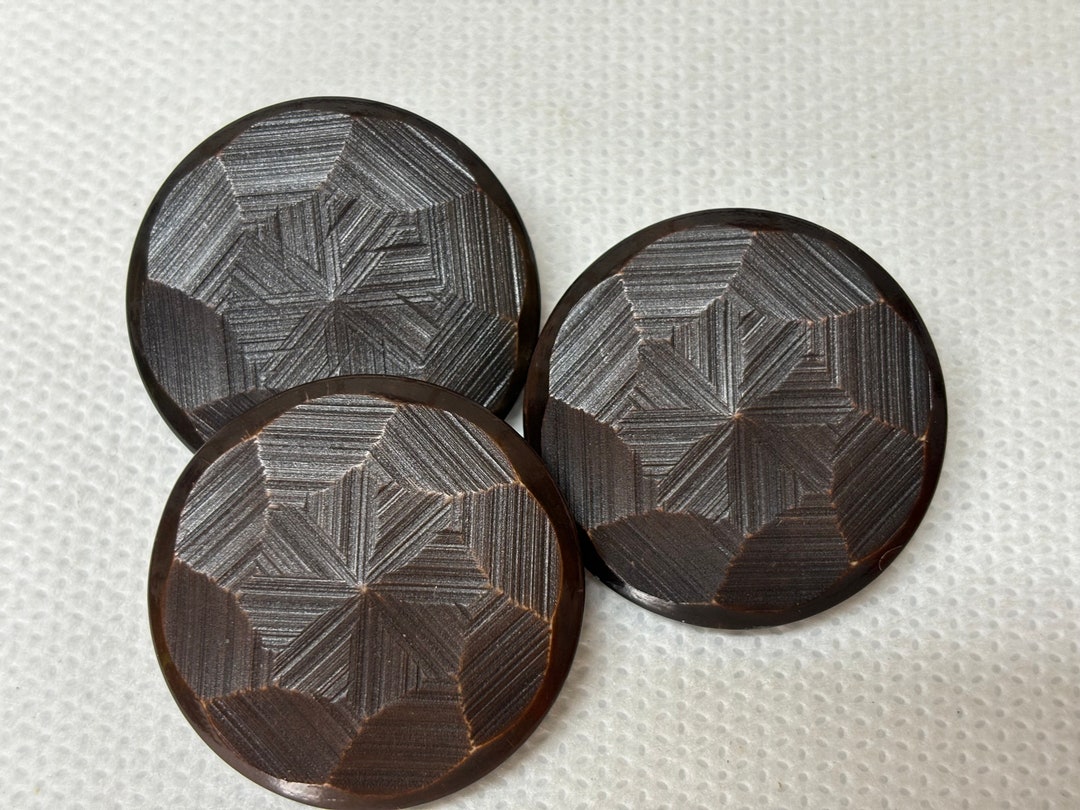 Extra Large Satin Brown Buttons, Shank Back 1 15/16 " (34.5 Mm) Lot ...