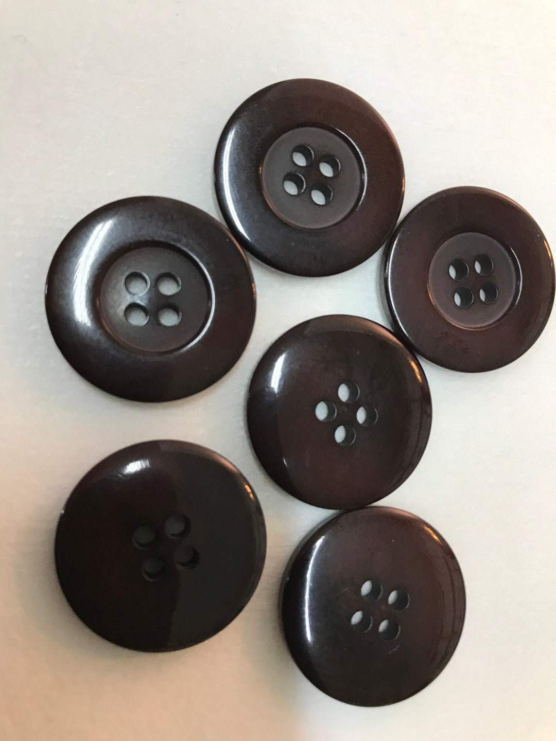 Brown Button, Medium 4 Hole Brown Button, Shiny, Dress / Jacket Button ...