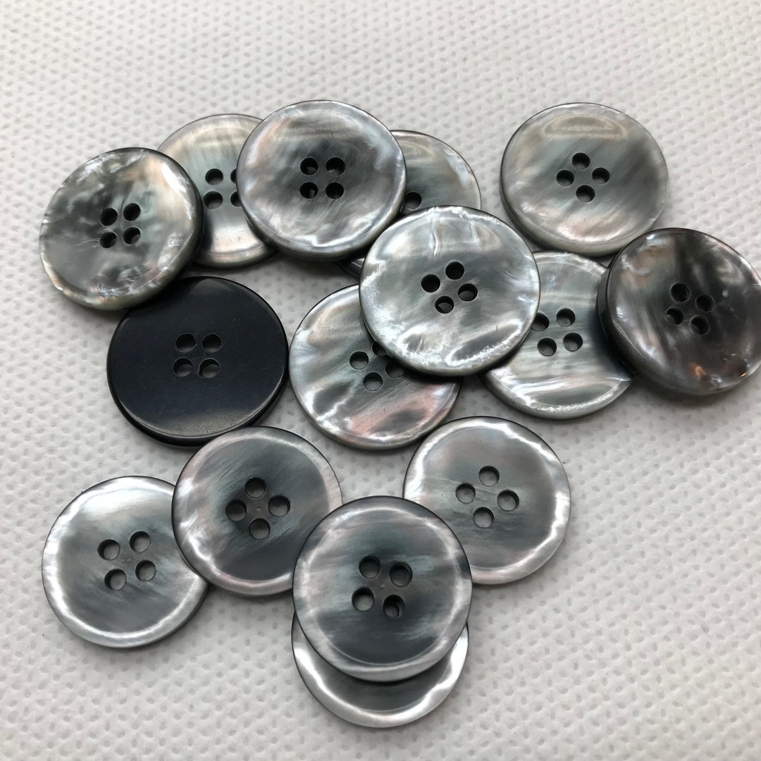 Smoke Irridescent Buttons. 4 Hole Imitation Shell , SIZE 13/16 19mm AND ...