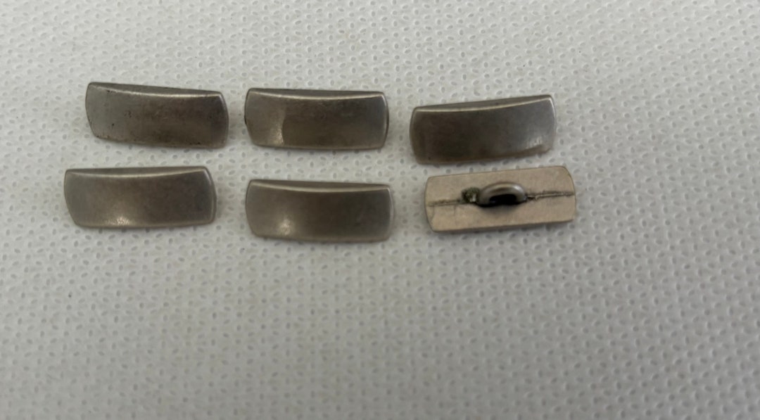 Rectangular Pewter Look Shank Button 13/16L X 5/16" Wide (lot of 4 ...