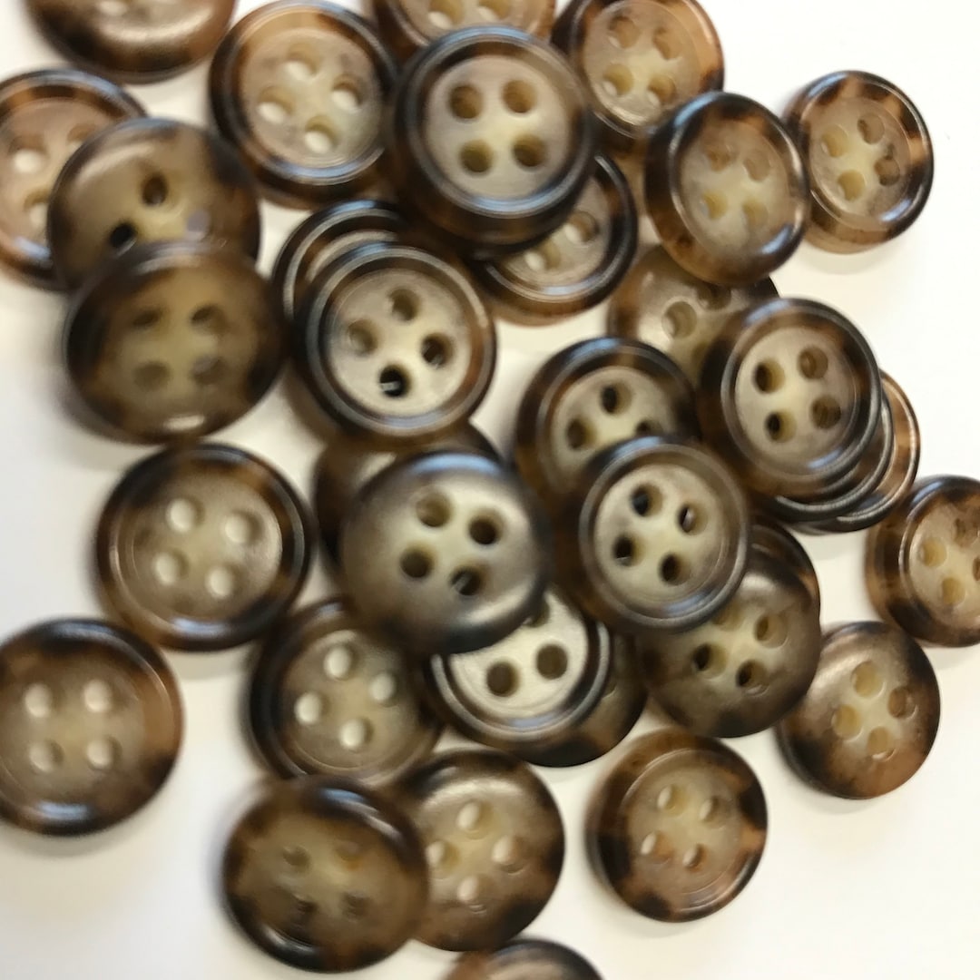 Shirt Buttons - Light Brown 4 Hole - 3 Sizes 1/2" - 7/16" - 3/8" Lot of ...