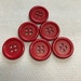 Red Buttons With a Rim 4 Hole, Flat Back 2 Sizes Available. 3/4"(19mm ...
