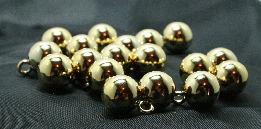 Gold Plated Ball Buttons With Wire Loop Shank 9 Mm Diameter (approx 3/8 ...