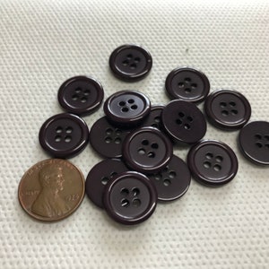 Dark Purple Buttons With a Rim 4 Hole, Flat Back Lot Size is 6 Buttons ...