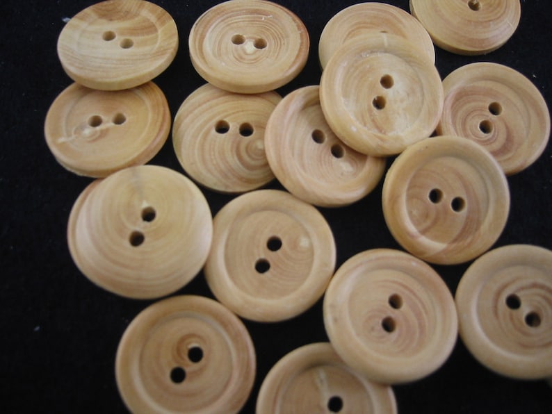 Wood Button. 2 Hole Wood Button. Lot of 6 -size is Approx 3/4" (17mm ...
