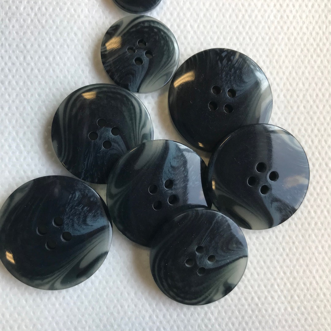 Navy Blue Mottled Coat and Suit Buttons SIZE 1 1/8" Lot of 6 Buttons ...
