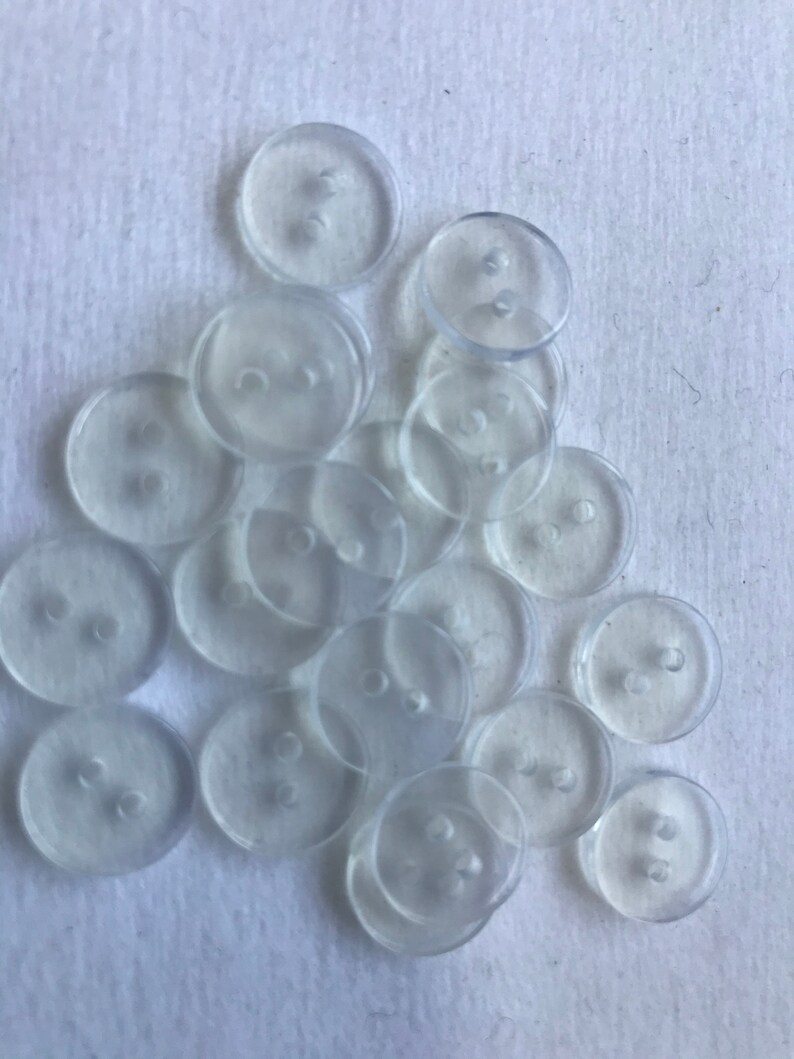 Clear Buttons 2 Hole, Backer Buttons, Two Sizes Available 9/16"(14mm ...