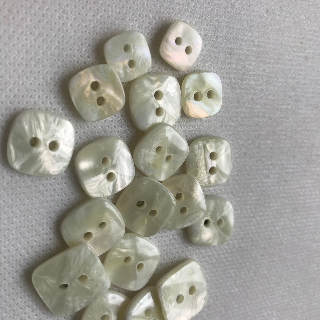 Pearl Iridescent Buttons, Square Buttons,lot of 6, 3 Sizes , 2 Hole ...