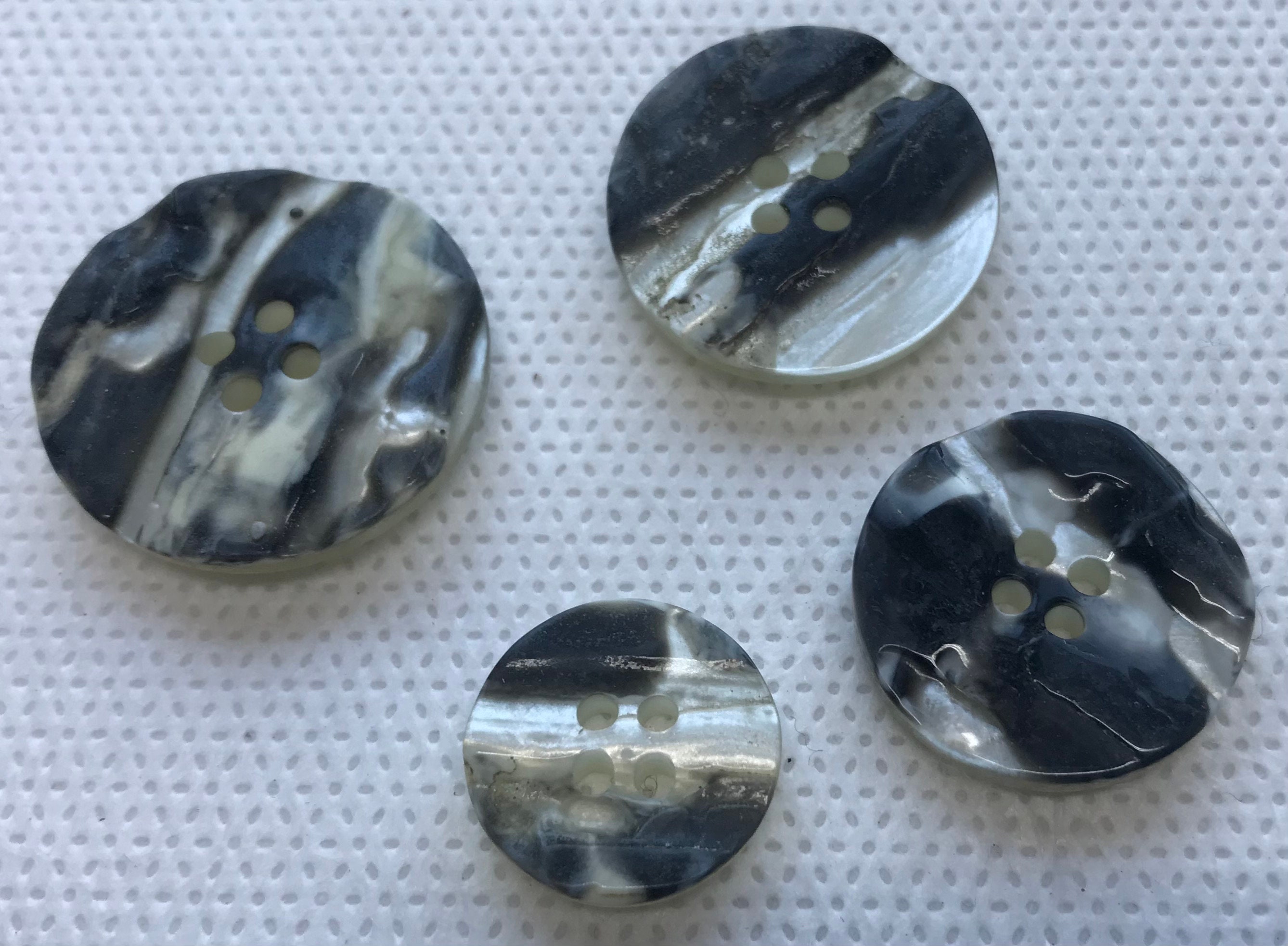 Black Pearl Grey Textured 4 hole round back buttons 4 sizes | Etsy