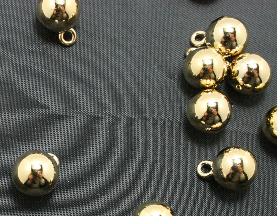 Gold Plated Ball Buttons With Wire Loop Shank 9 Mm Diameter - Etsy