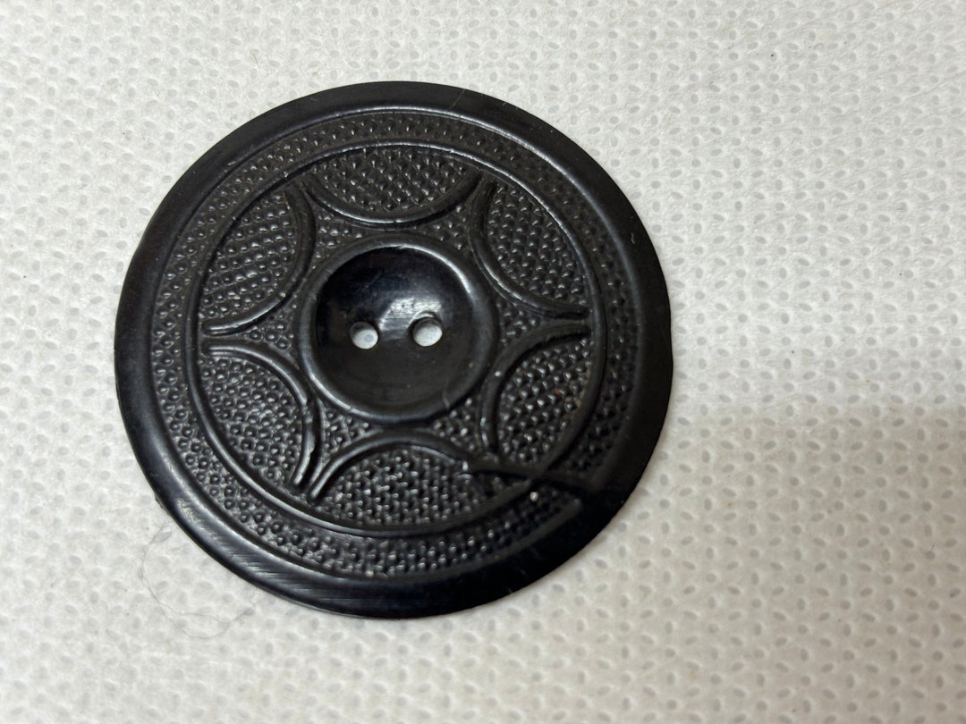 Extra Large Antique Shiny Satin Black 2 Hole Button, 1 and 11/16 42mm ...