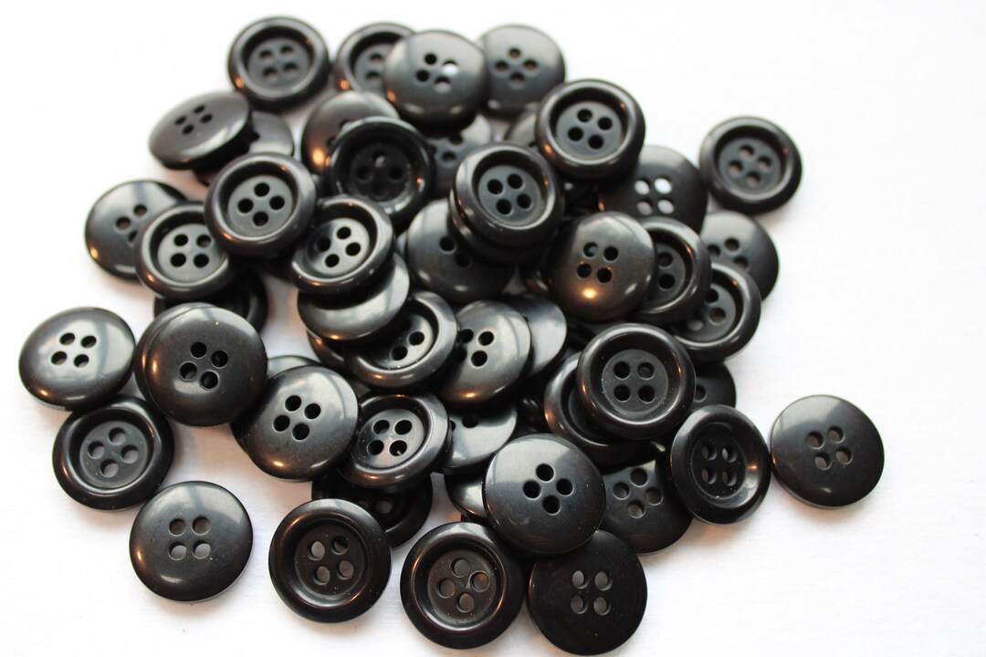 Black Buttons, Small Black Buttons, Beveled Rim Size 5/8" (15mm) - Lot ...