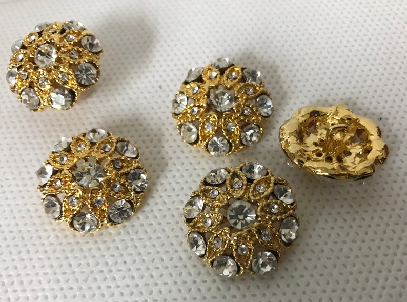 Rhinestone Buttons With 9 Large Stones (7/8" ) 23mm in Diameter . Shank ...