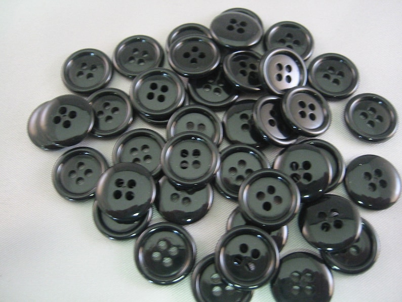 Botones negros, botón negro pequeño, brillante de 4 agujeros - Lote de ...