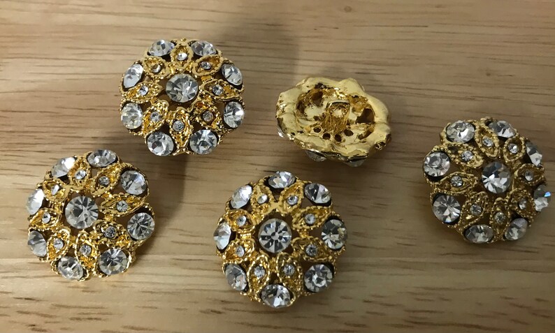 Rhinestone Buttons With 9 Large Stones (7/8" ) 23mm in Diameter . Shank ...