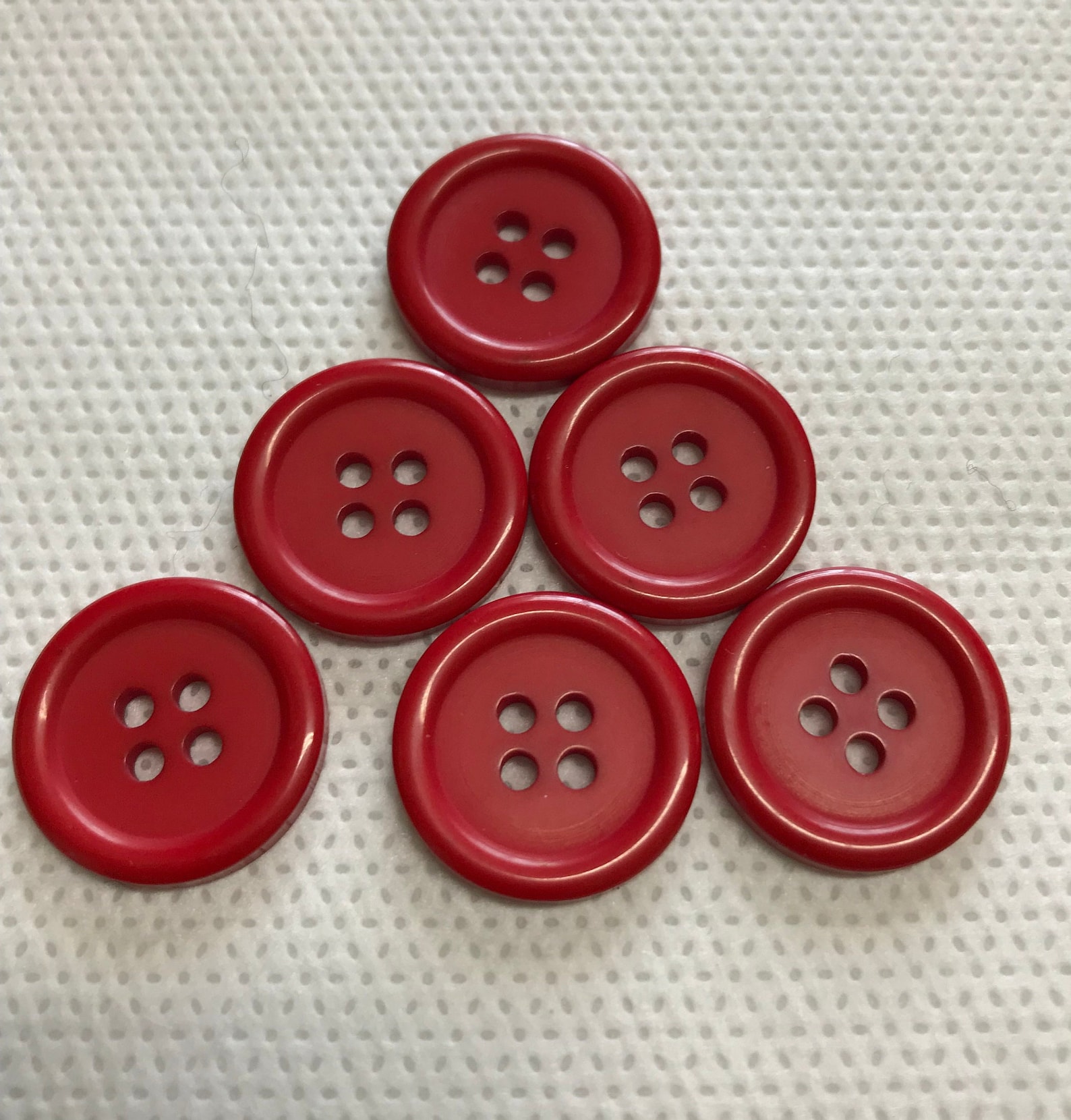 Red Buttons With a Rim 4 Hole, Flat Back 2 Sizes Available. 3/4"(19mm ...