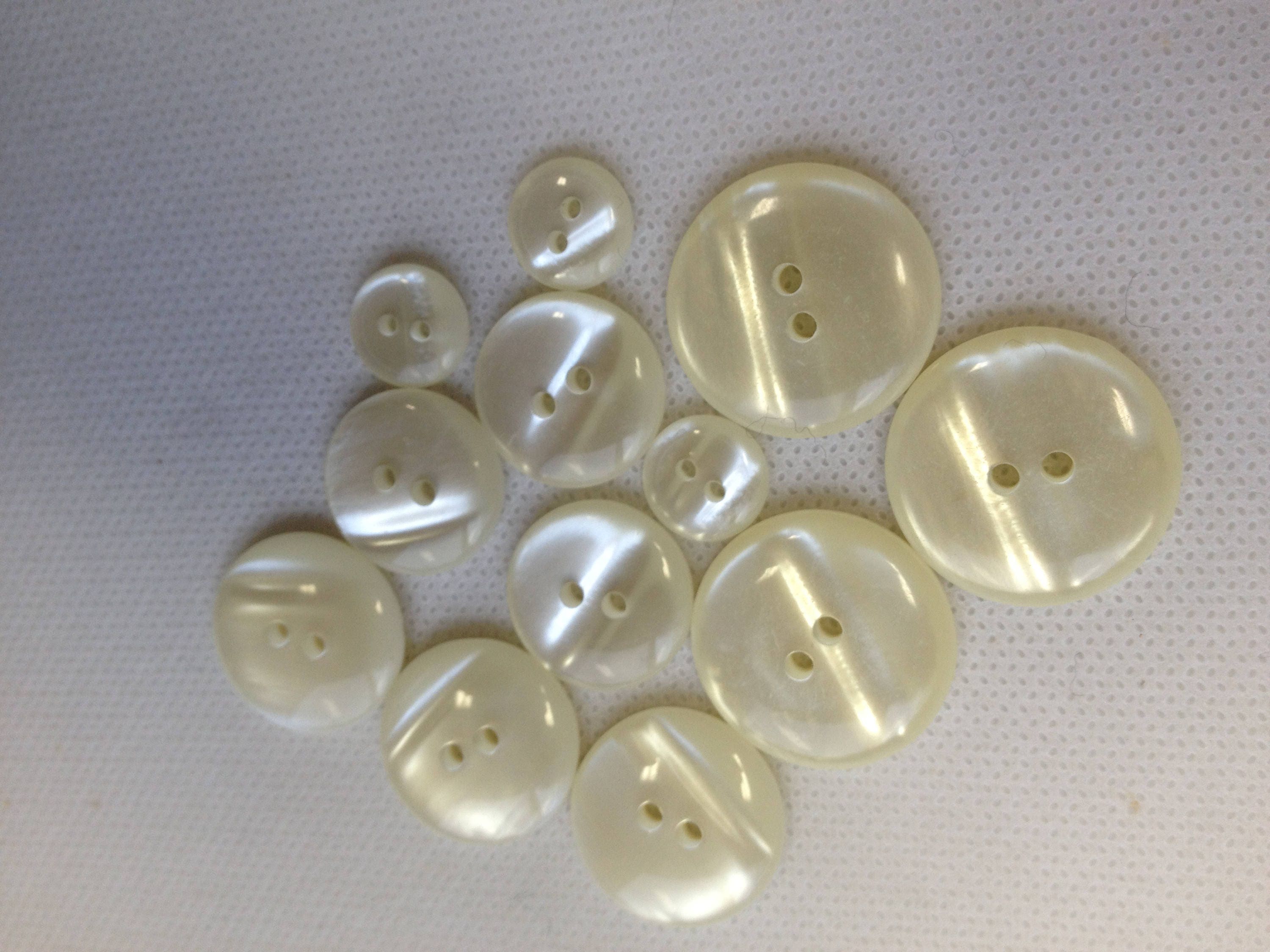 Ivory Pearlized Buttons - 2 Hole - 4 Sizes Available - Domed Face. Lot ...